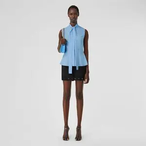 Burberry Logo Jacquard Satin Sleeveless Shirt