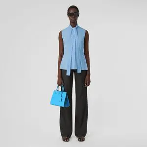 Burberry Logo Jacquard Satin Sleeveless Shirt