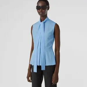 Burberry Logo Jacquard Satin Sleeveless Shirt