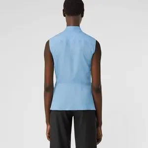 Burberry Logo Jacquard Satin Sleeveless Shirt