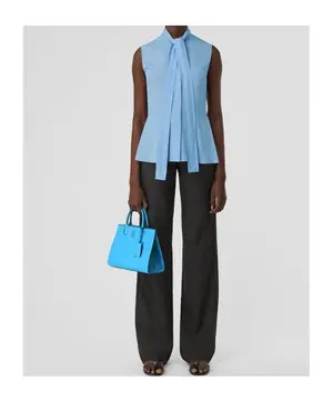 Burberry Logo Jacquard Satin Sleeveless Shirt