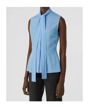 Burberry Logo Jacquard Satin Sleeveless Shirt