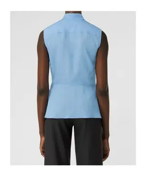 Burberry Logo Jacquard Satin Sleeveless Shirt