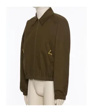 Valentino Garavani Logo Plaque Zip-up Jacket - Green