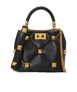 Valentino Garavani Roman Stud Quilted Small Tote Bag - Black