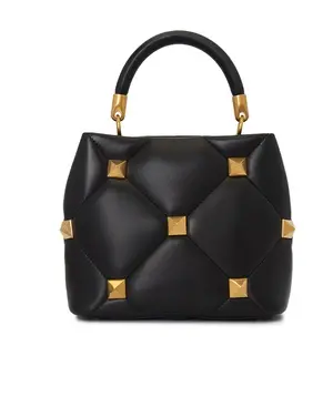 Valentino Garavani Roman Stud Quilted Small Tote Bag - Black