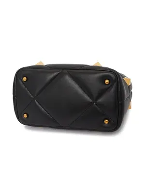 Valentino Garavani Roman Stud Quilted Small Tote Bag - Black