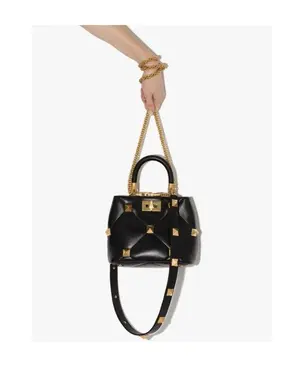 Valentino Garavani Roman Stud Quilted Small Tote Bag - Black