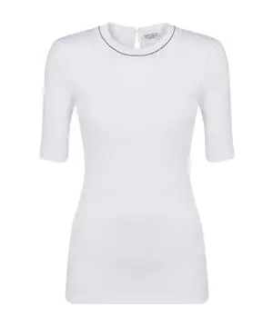 Brunello Cucinelli Embellished Short-sleeved T-shirt - White