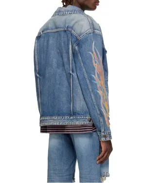 We11Done Flame Micro-label Denim Jacket - Blue