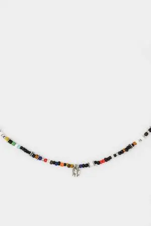 Paul Smith Beaded Necklace With Logo Pendant
