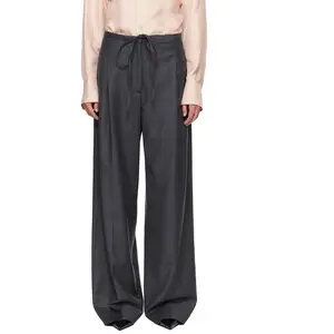 RÓHE Drawstring-waist Pleated Wide-leg Trousers - Black