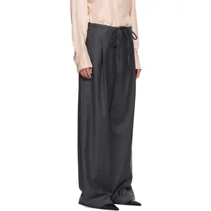 RÓHE Drawstring-waist Pleated Wide-leg Trousers - Black