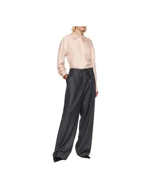 RÓHE Drawstring-waist Pleated Wide-leg Trousers - Black