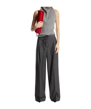 RÓHE Drawstring-waist Pleated Wide-leg Trousers - Black