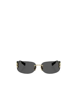Miu Miu Aube Rectangular Rimless Sunglasses - Gold