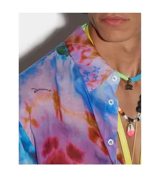 Dsquared2 Tie-dye Printed Straight Hem Shirt