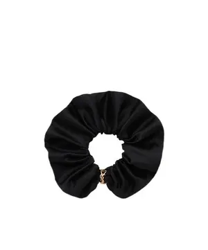 Saint Laurent Logo Plaque Scrunchie - Black