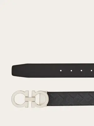 FERRAGAMO Adjustable Gancini Belt - Black/gray