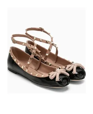 Valentino Garavani Rockstud Round Toe Ballerina Flats