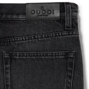Gucci Horsebit Detail Denim Shorts - Dark Grey