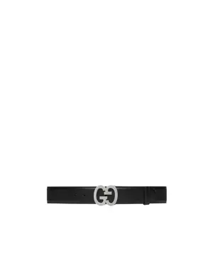 Gucci Gg Buckle Leather Belt - Black
