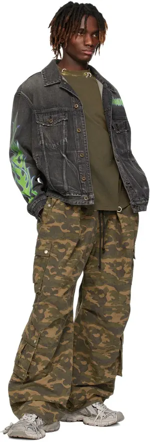 We11Done Flame Micro-label Denim Jacket - Black