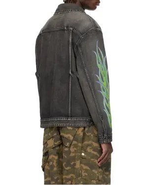 We11Done Flame Micro-label Denim Jacket - Black