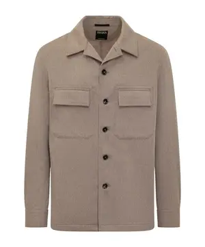 Zegna Long Sleeved Buttoned Overshirt - Gray