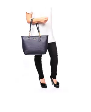 COACH Leather Tote With Chain Strap