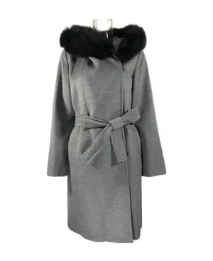 Max Mara Woolen Overcoat With Belt And Hood