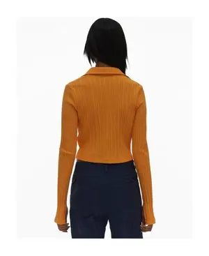 Helmut Lang Collared Ribbed Knit Top