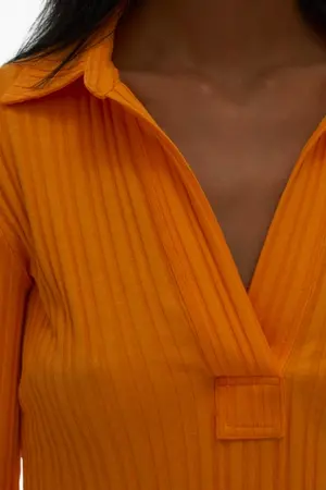Helmut Lang Collared Ribbed Knit Top