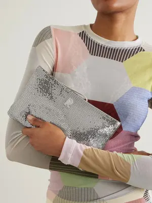 Rabanne Mesh Logo Clutch Bag