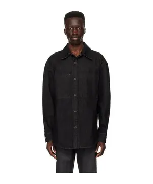 WOOYOUNGMI Logo Print Denim Shirt - Black
