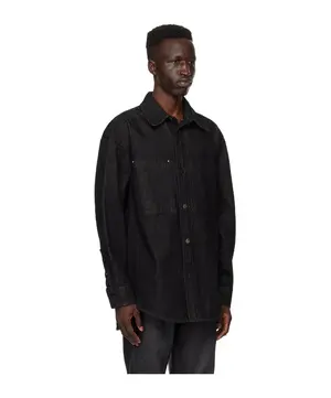 WOOYOUNGMI Logo Print Denim Shirt - Black
