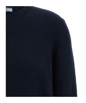 Prada Logo Detailed Knitted Jumper - Navy Blue