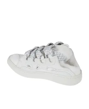 LANVIN Logo Casual Round Toe Lace-up Sneakers - White