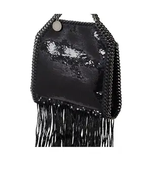 Stella McCartney Falabella Sequinned Fringed Tiny Tote Bag - Black