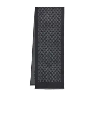 FERRAGAMO Gancini Jacquard Scarf - Gray