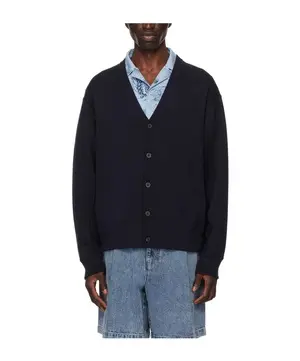 WOOYOUNGMI Rib Knitted Y-neck Cardigan - No