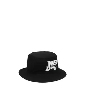 We11Done Logo Print Bucket Hat - Black