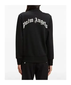 Palm Angels Logo Printed Zipped Track Jacket - Black