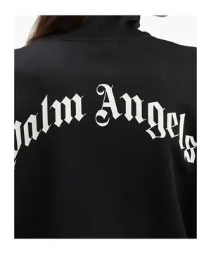 Palm Angels Logo Printed Zipped Track Jacket - Black