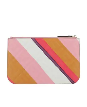 Fendi Ff Logo Embossed Striped Zipped Wallet