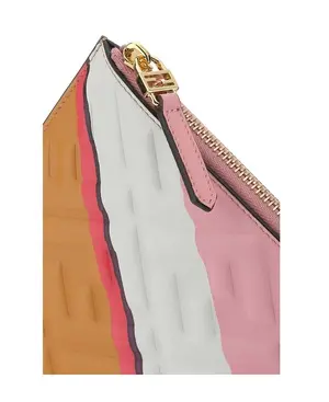 Fendi Ff Logo Embossed Striped Zipped Wallet