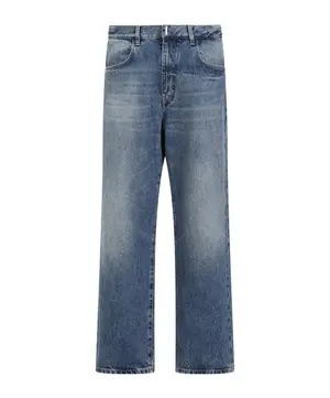 Givenchy Logo Plaque Straight-leg Jeans - Blue