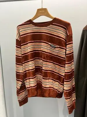 Miu Miu Crewneck Striped Jumper With Pocket