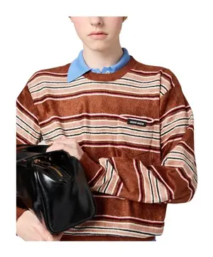 Miu Miu Crewneck Striped Jumper With Pocket