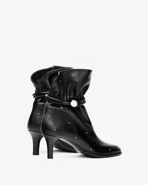 Isabel Marant Étoile Leather Studded Pointed Toe Ankle Boots